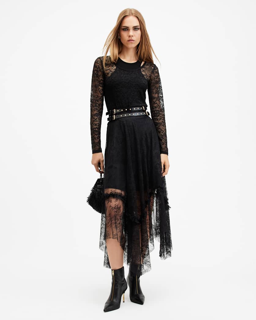 Nori Double Layered Lace Bodysuit Black | ALLSAINTS